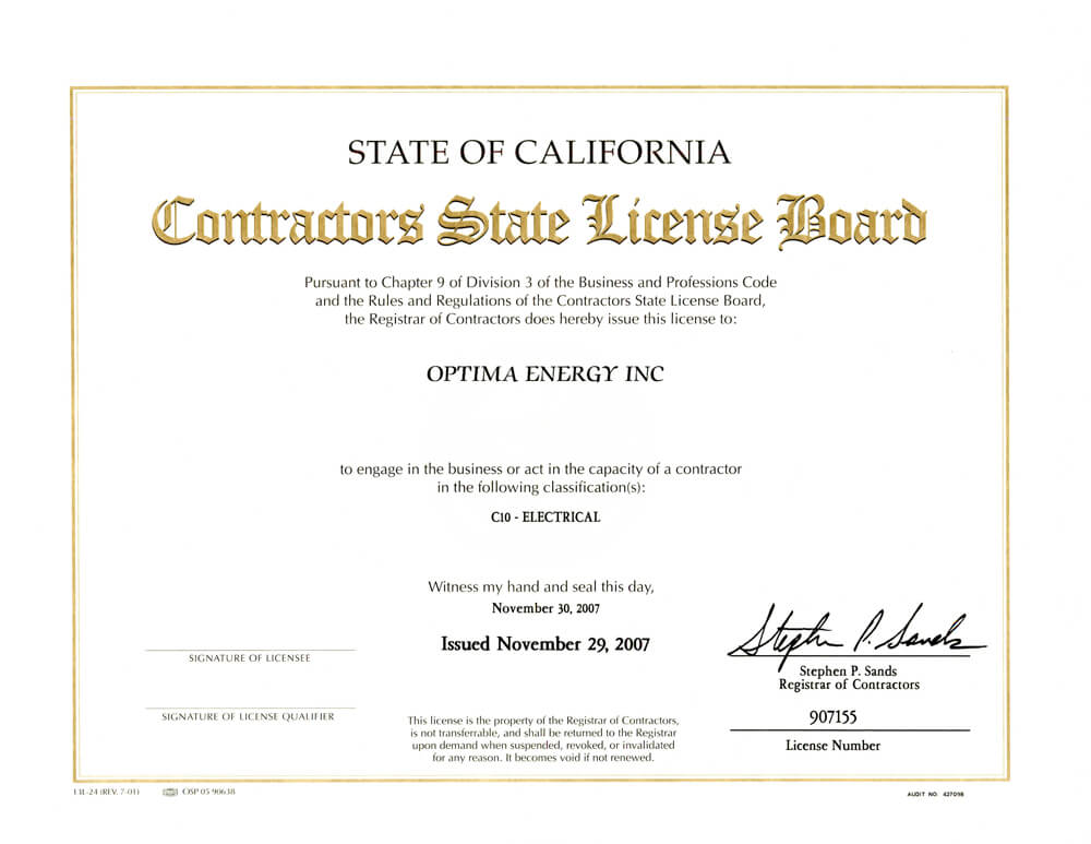 Contractors License